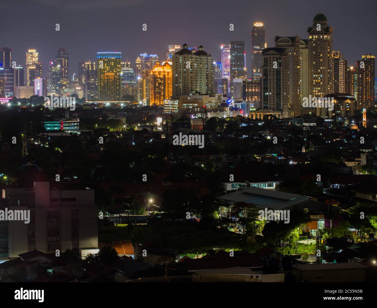 Night panorama of the capital of Indonesia - Jakarta Stock Photo - Alamy