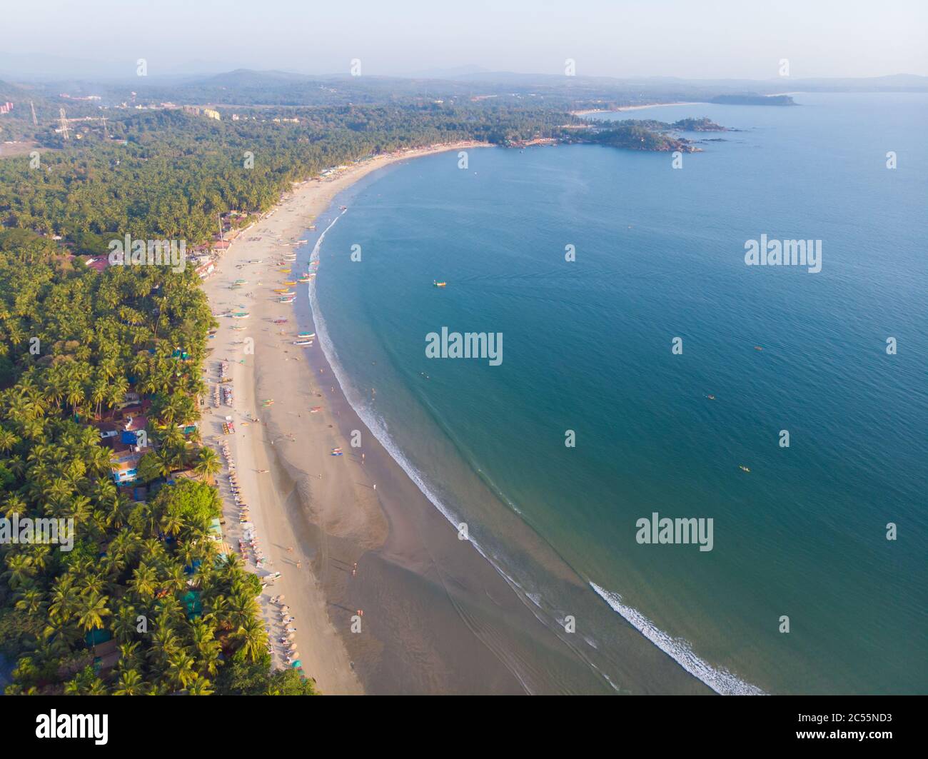 Beautiful Palolem beach aerial view landscape. Goa state in India Stock ...