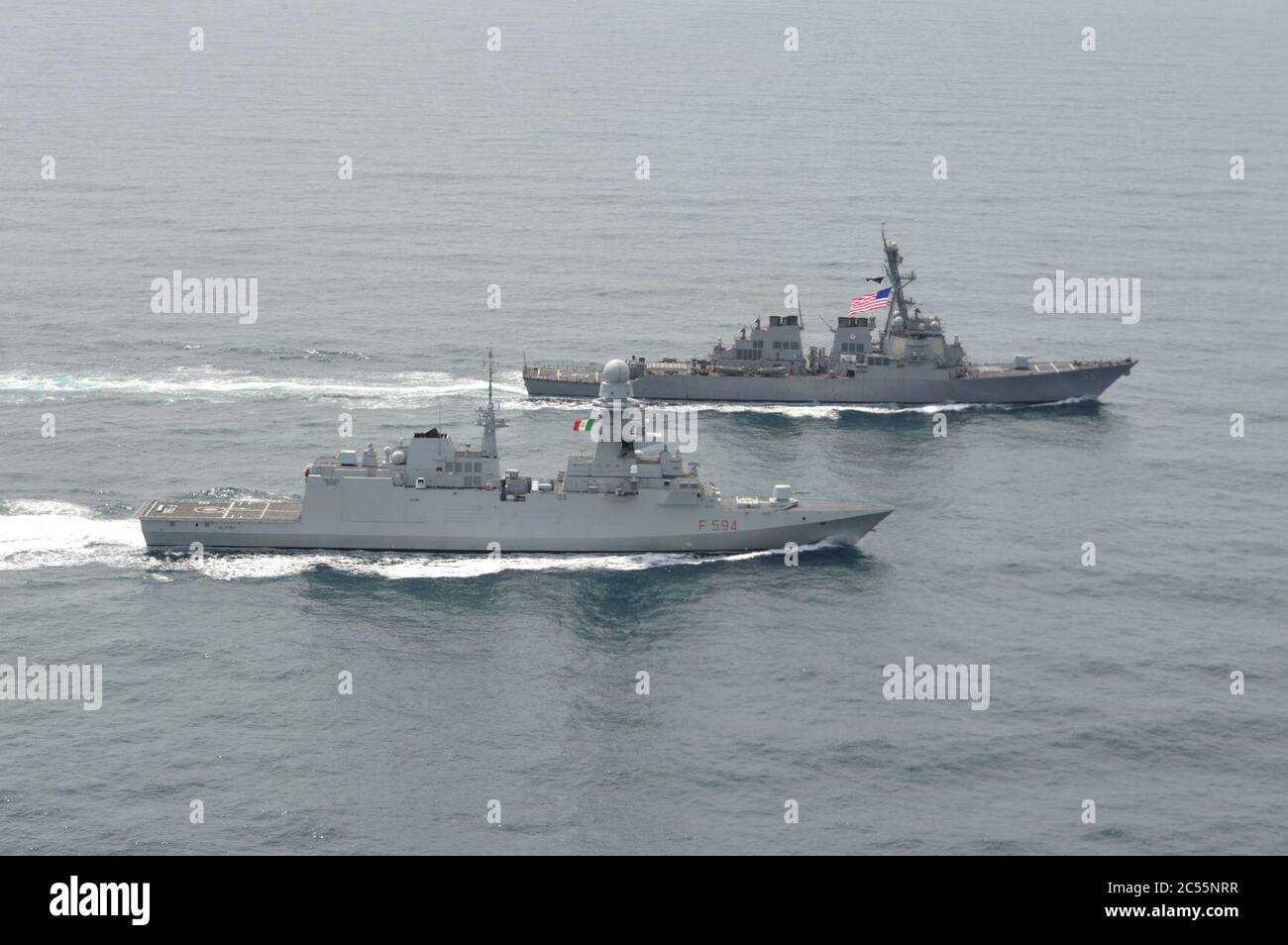 Italian frigate Alpino (F594) underway with USS Gonzalez (DDG-66) in ...