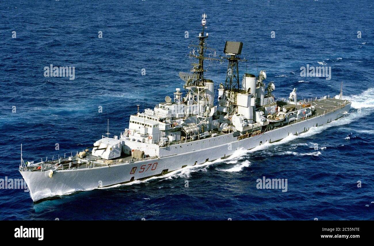 Italian destroyer Impavido (D570) underway in the Mediterranean Sea on ...