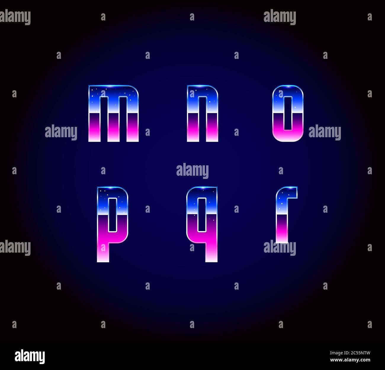 80s Retro Futurism Sci-Fi Font Alphabet Vector Stock Vector Image & Art ...