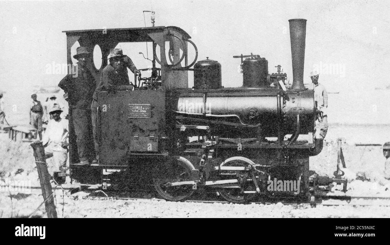 Italian narrow gauge steam locomotive in Valona (24 July 1916 Stock ...
