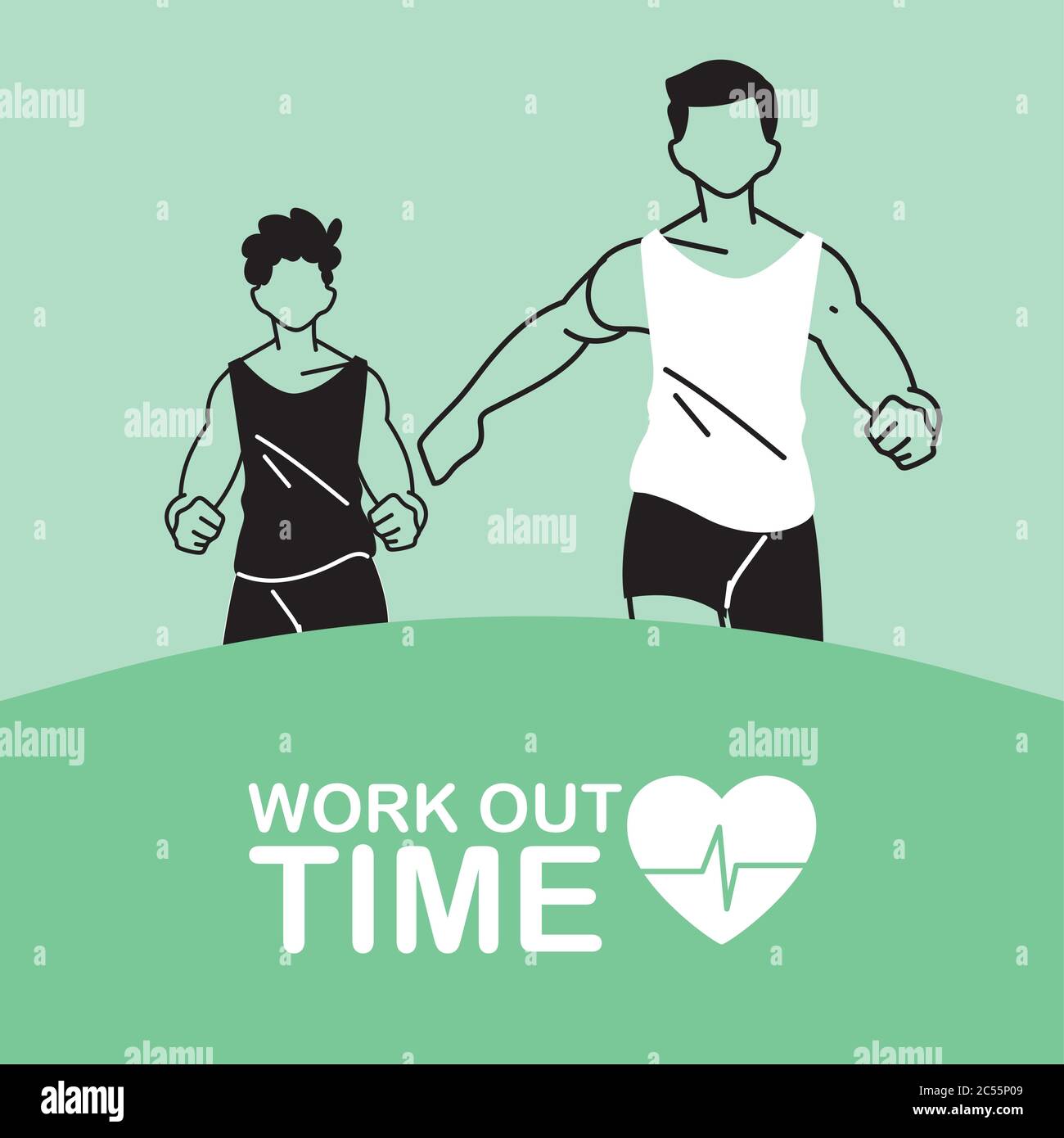 men avatars running and work out time design, athlete training and ...