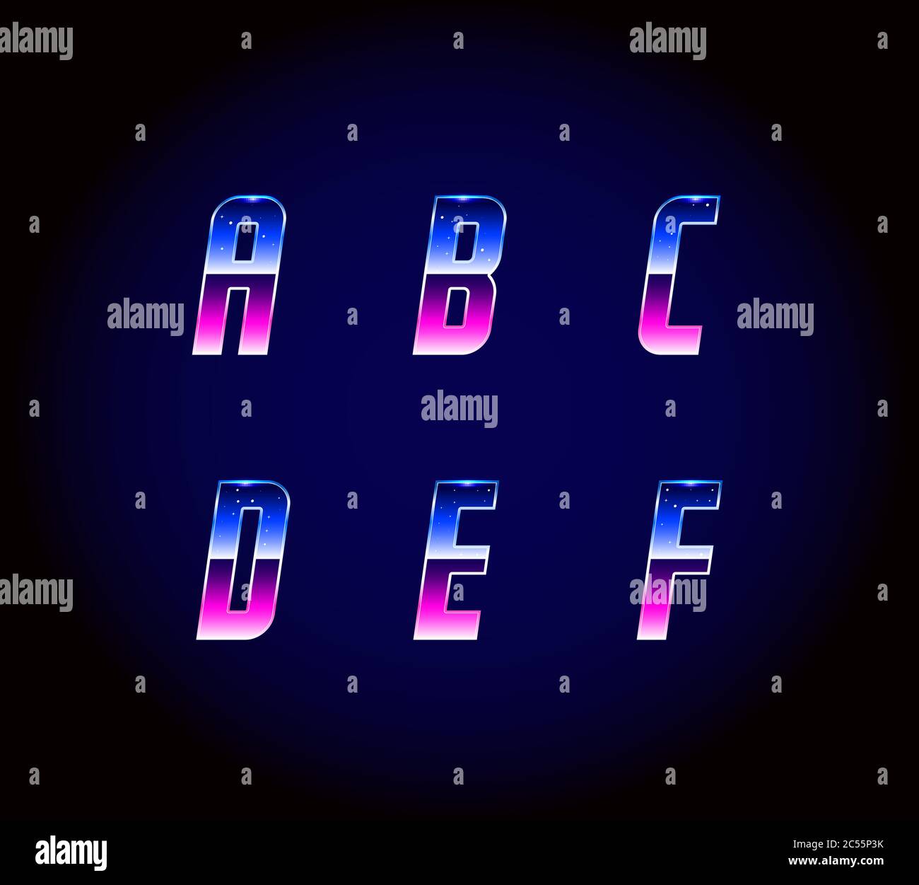 80s Retro Futurism Sci-Fi Font Alphabet Vector Stock Vector Image & Art ...