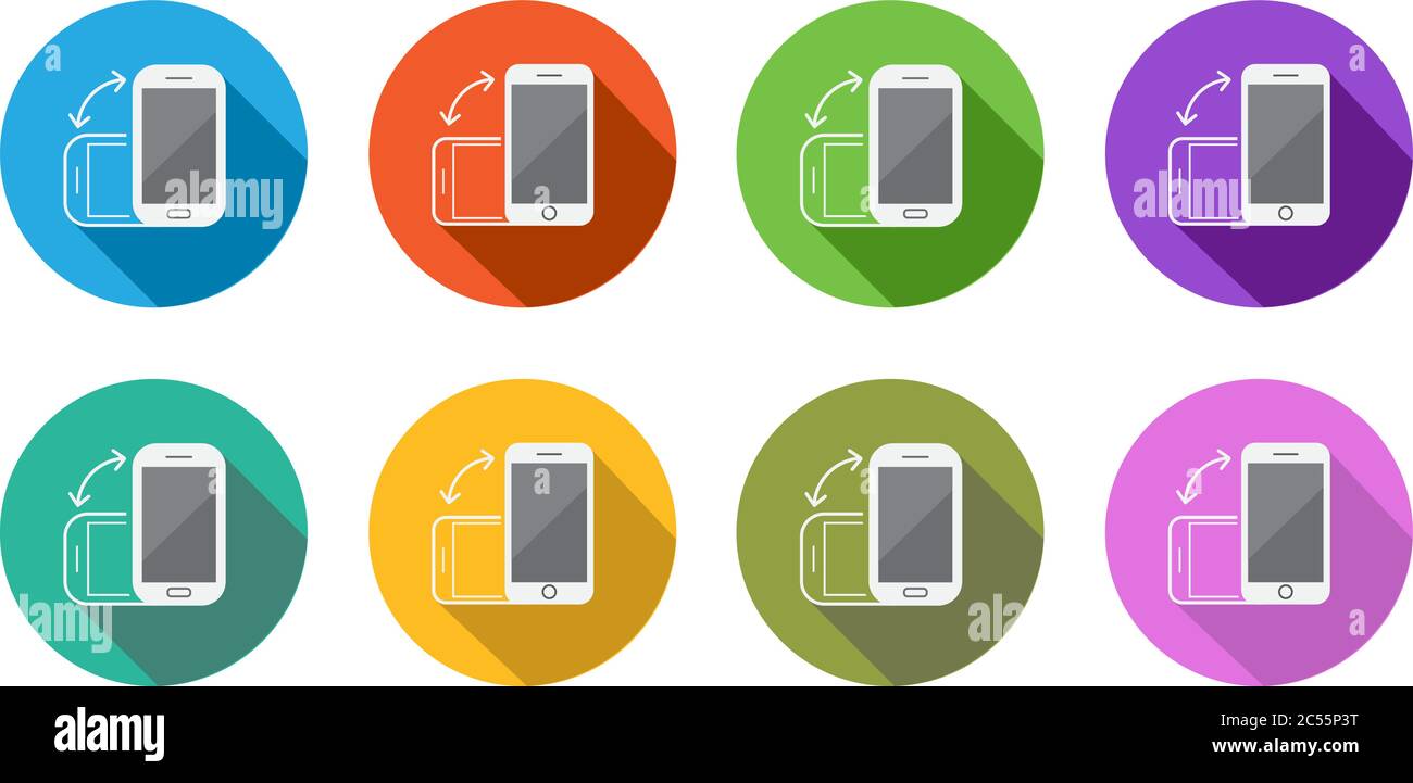 Colorful Rotate Round Flat Smartphone or Cellular Phone or Tablet Icons ...