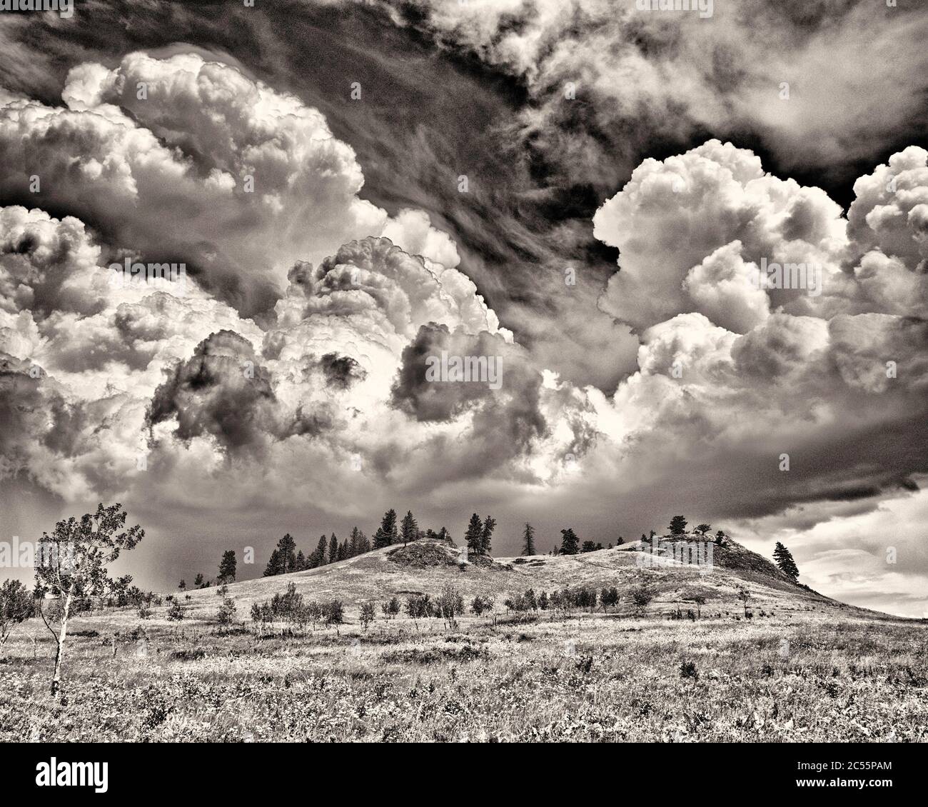 Rolling Hills and Dramatic Clouds, Wycliffe Buttes, British Columbia ...
