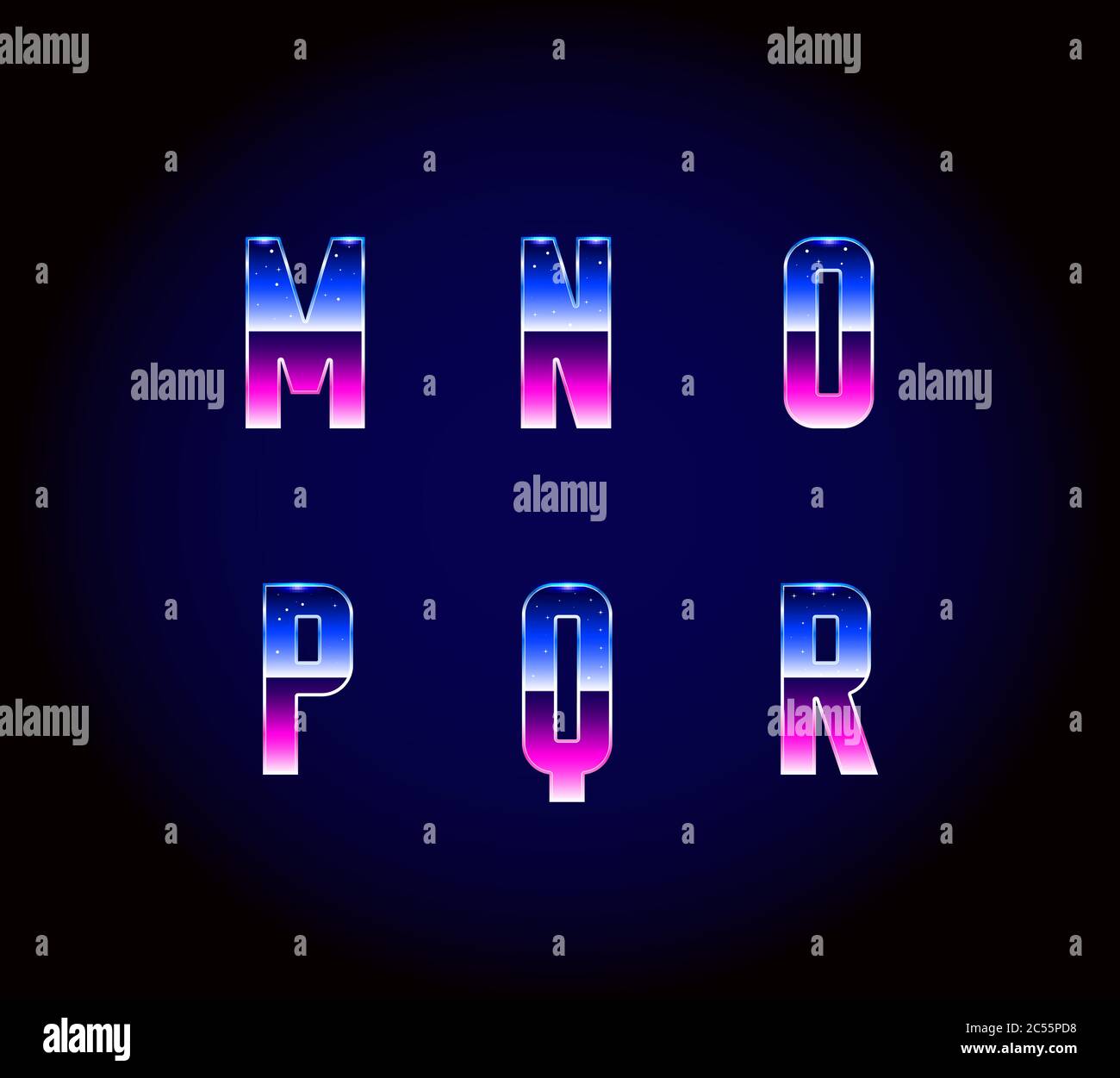 80s Retro Futurism Sci-Fi Font Alphabet Vector Stock Vector Image & Art ...