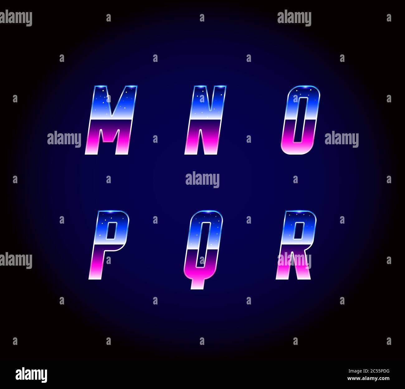 80s Retro Futurism Sci-Fi Font Alphabet Vector Stock Vector Image & Art ...