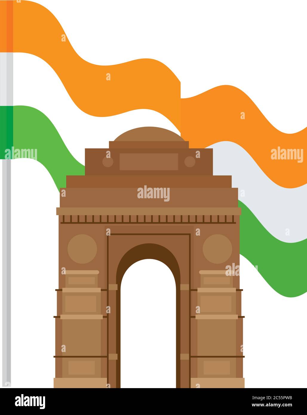 india gate, famous monument with flag of india Stock Vector Image & Art ...