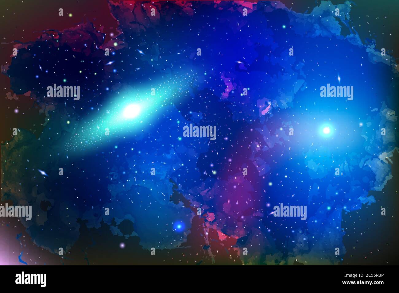 Vector Cosmology Illustration with Universe, Galaxy, Sun, Planets and ...