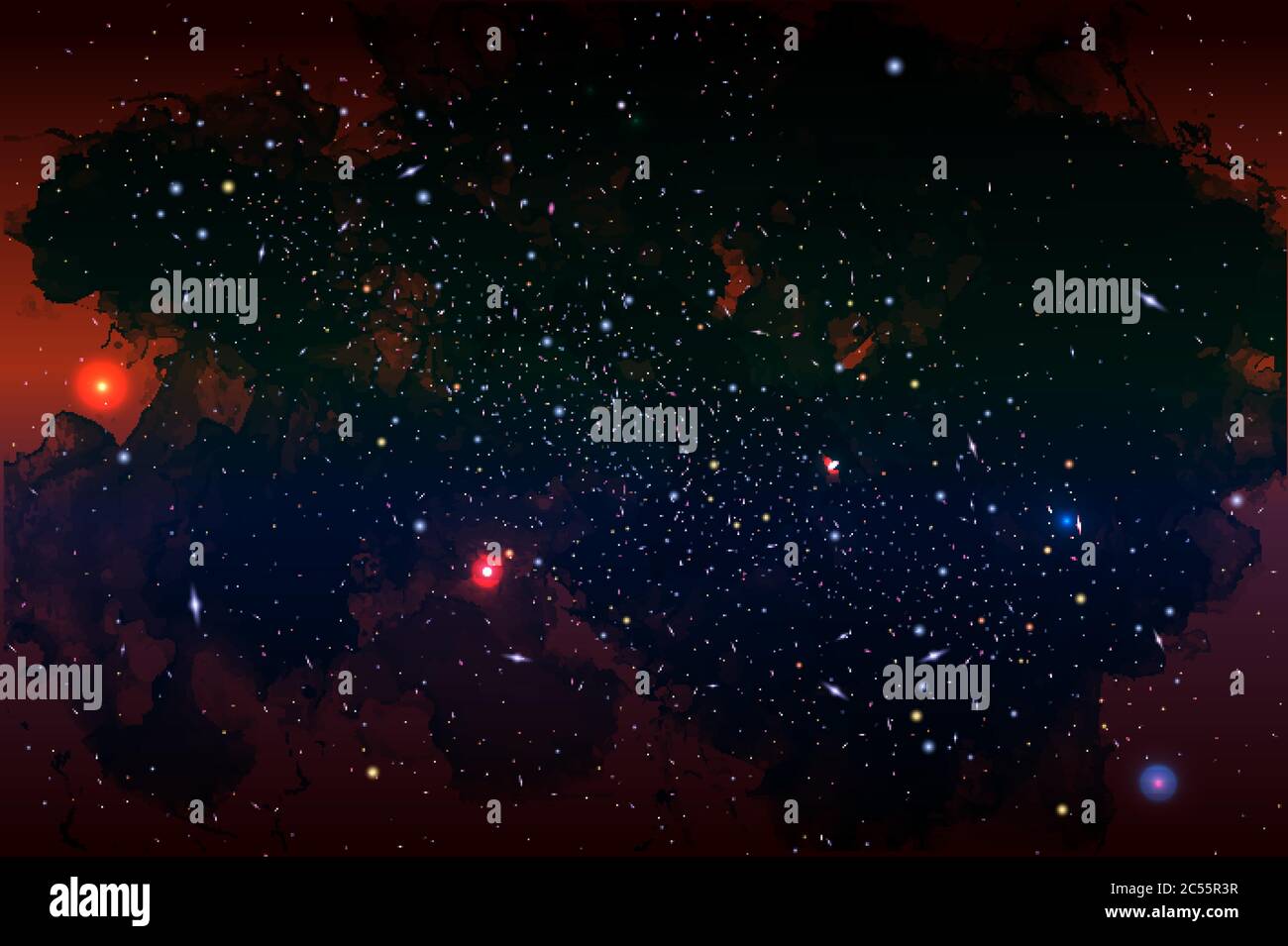 Vector Cosmology Illustration with Universe, Galaxy, Sun, Planets and ...