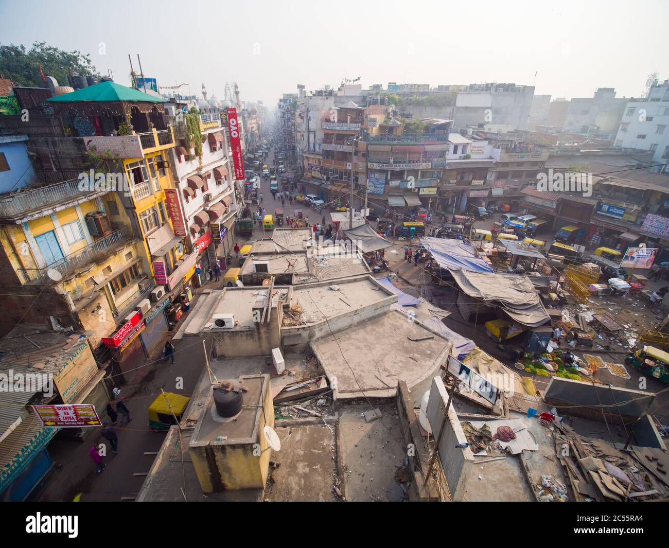 Street Main Bazaar in the old part of the capital of India. Time lapse ...