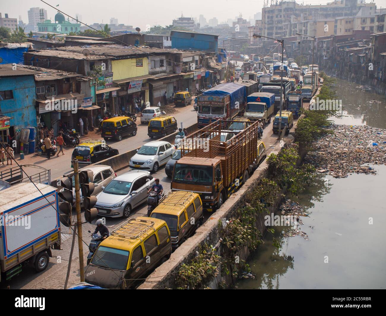 Mumbai, India - December 17, 2018: Poor and impoverished slums of ...
