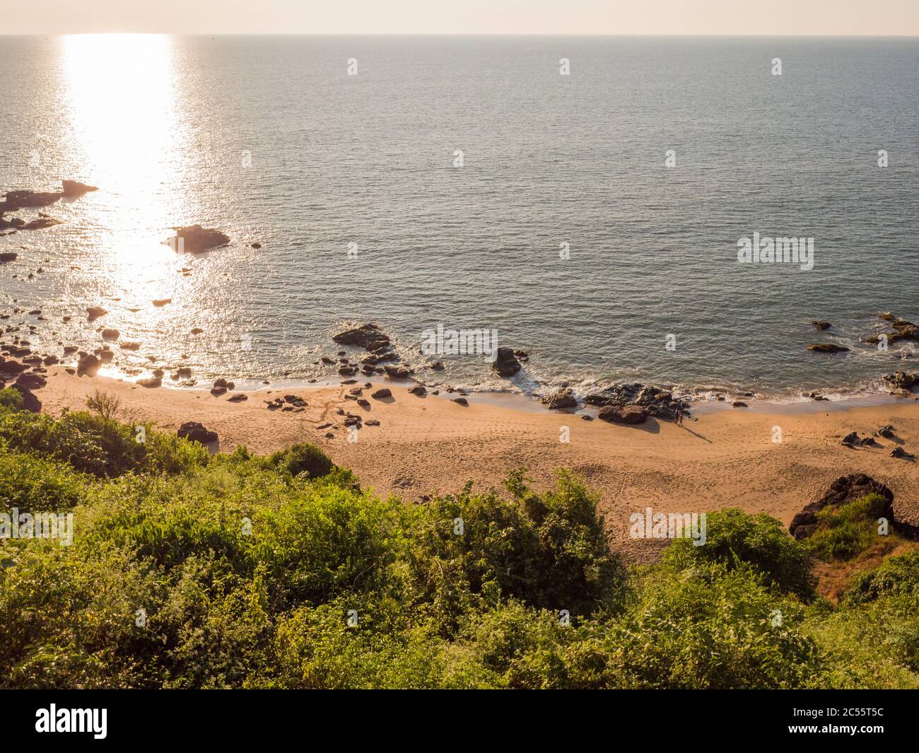 Aerial drone view Cola beach in the state of GOA in India Stock Photo ...