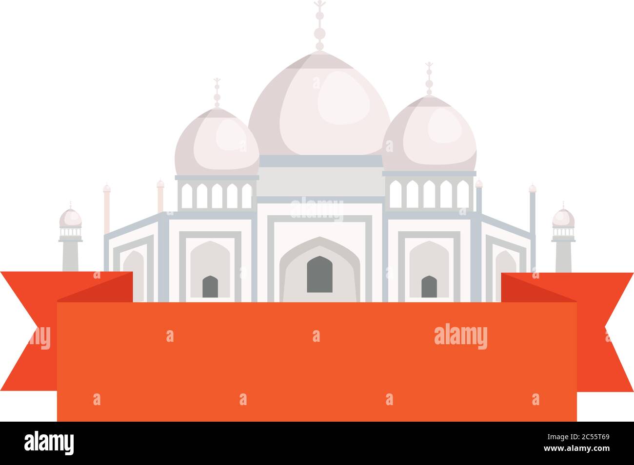 taj mahal, famous monument of india with ribbon Stock Vector Image ...