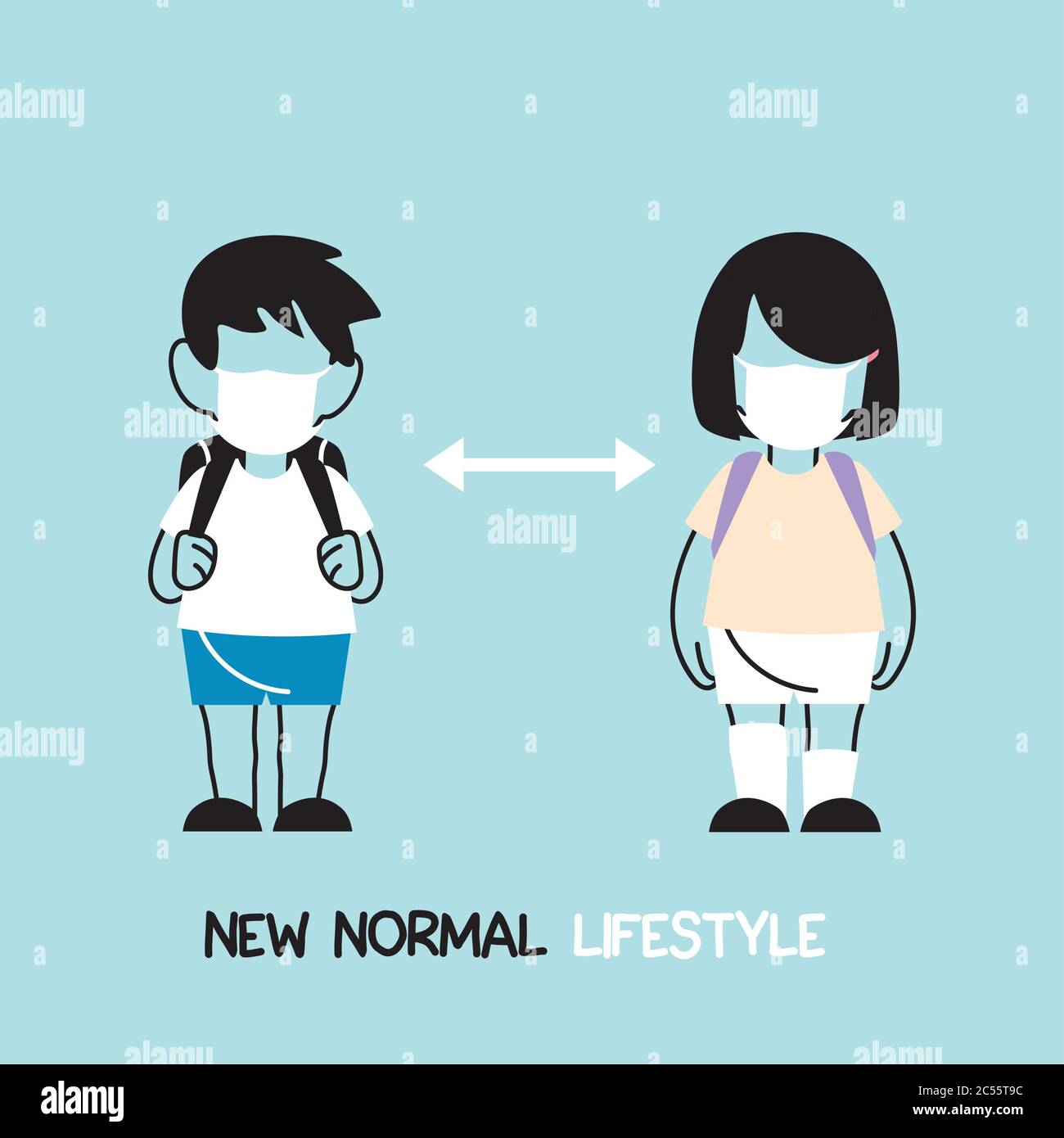 back to school for new normal lifestyle concept, kids wearing face mask ...