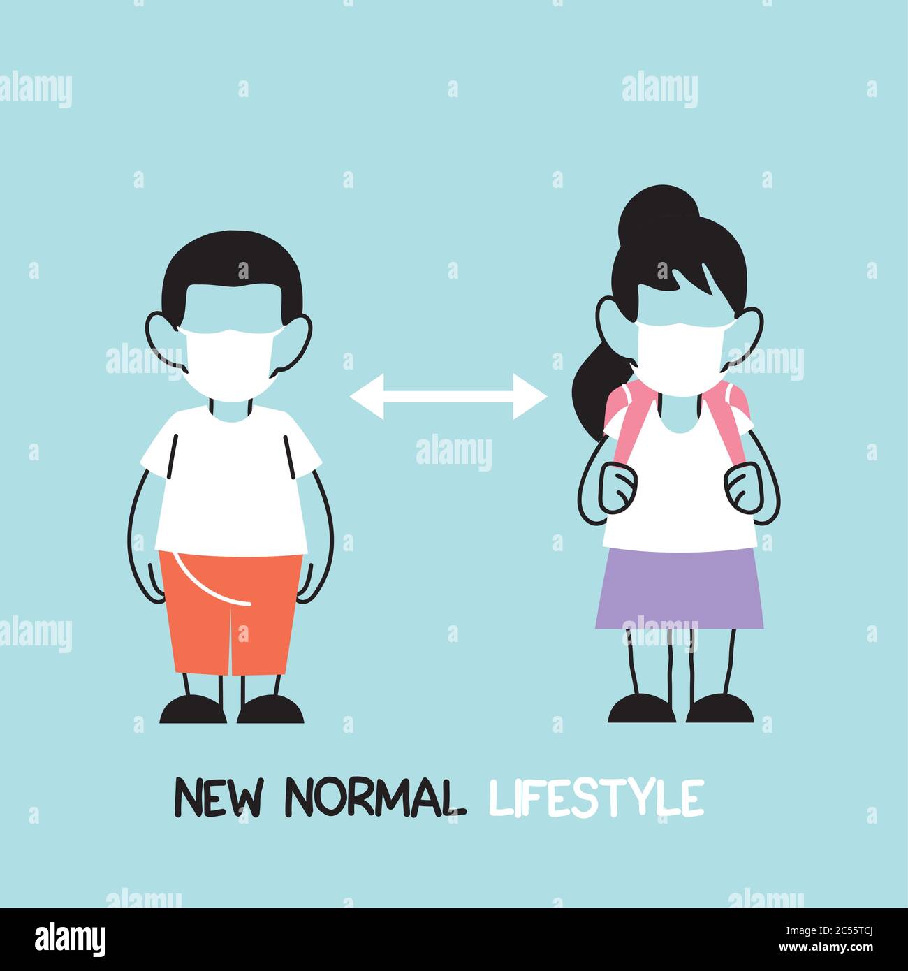 back to school for new normal lifestyle concept, kids wearing face mask ...