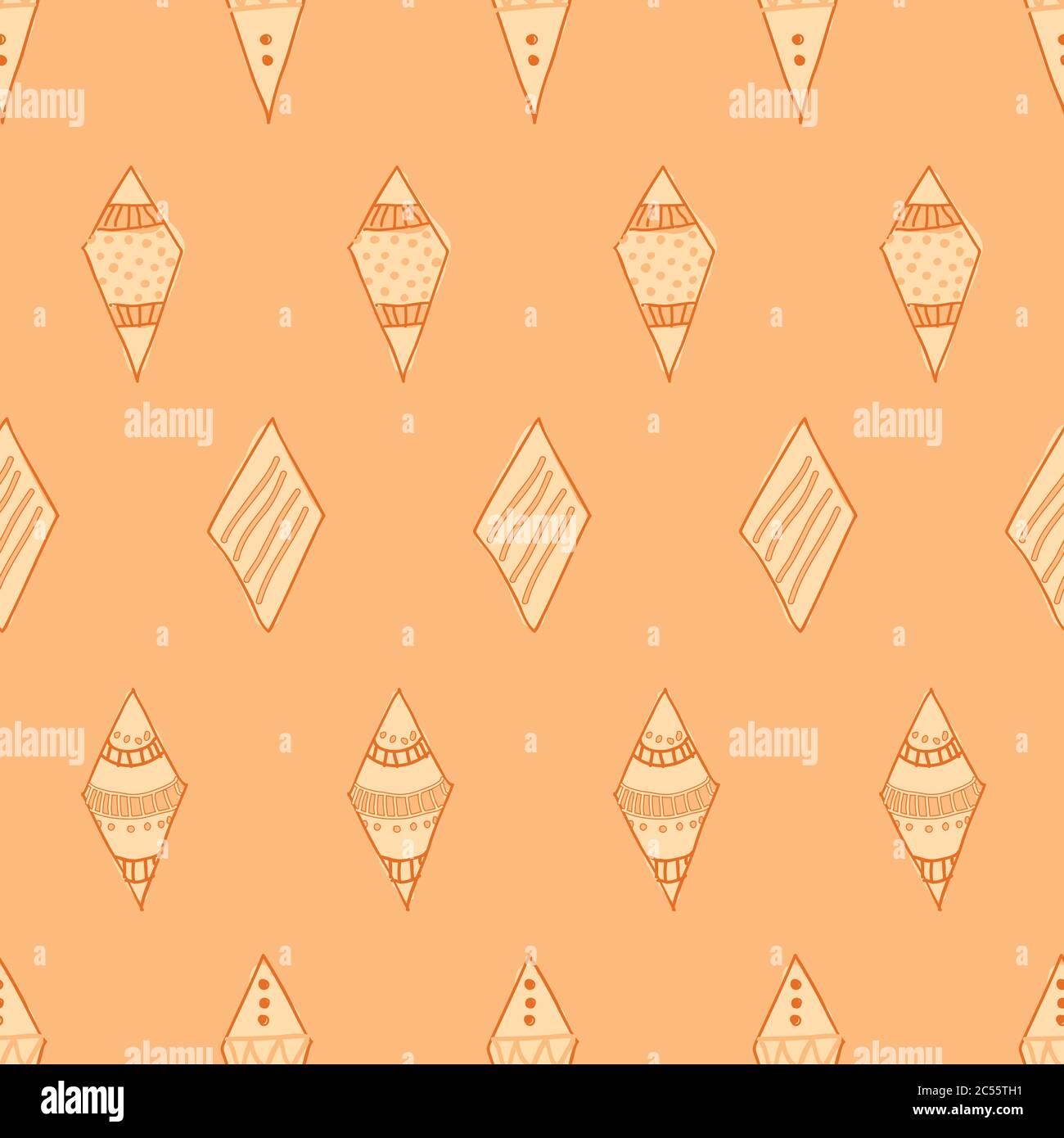 patterned shield kite shapes on orange background Seamless pattern ...