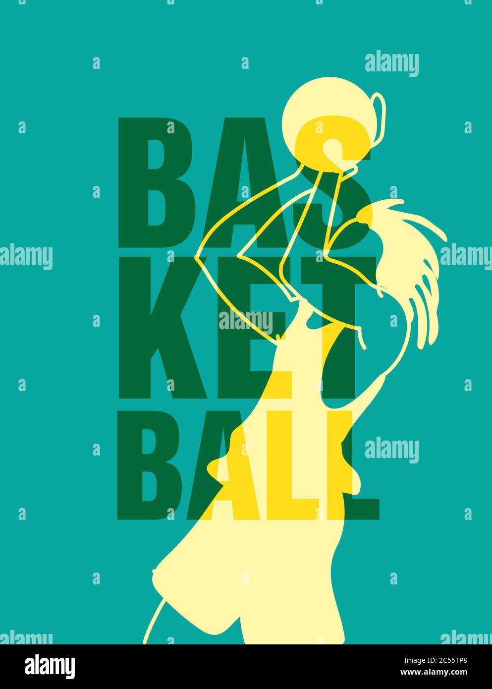 Basketball letters in front of player man with ball silhouette design ...