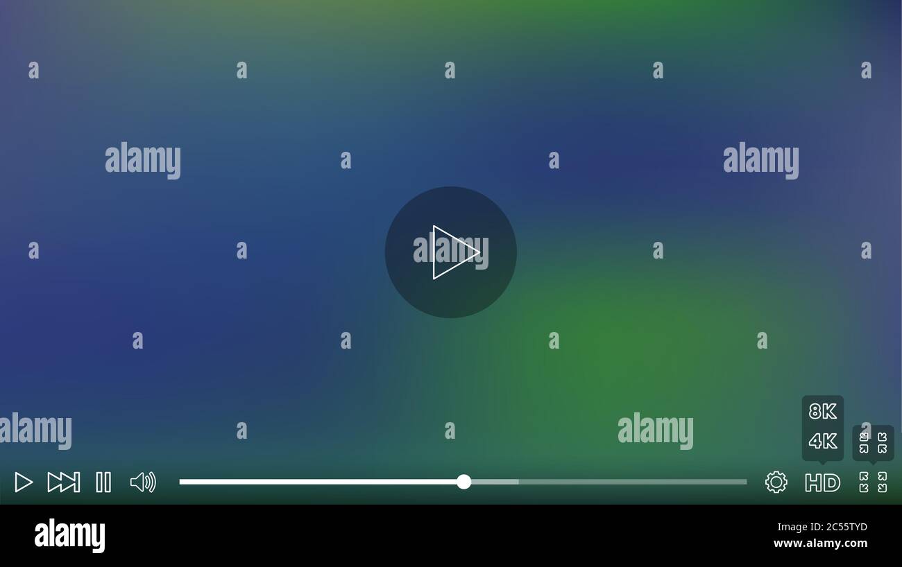 Video Player Window with Menu and Buttons Panel Vector Stock Vector ...