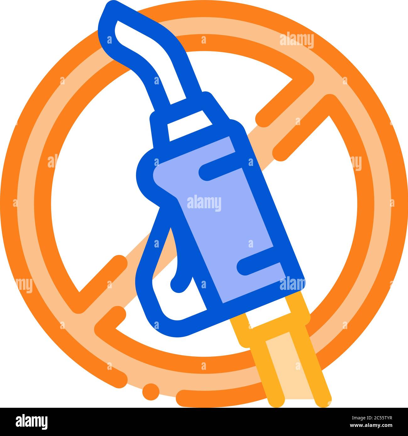 redueling pistol crossed out sign icon vector outline illustration ...