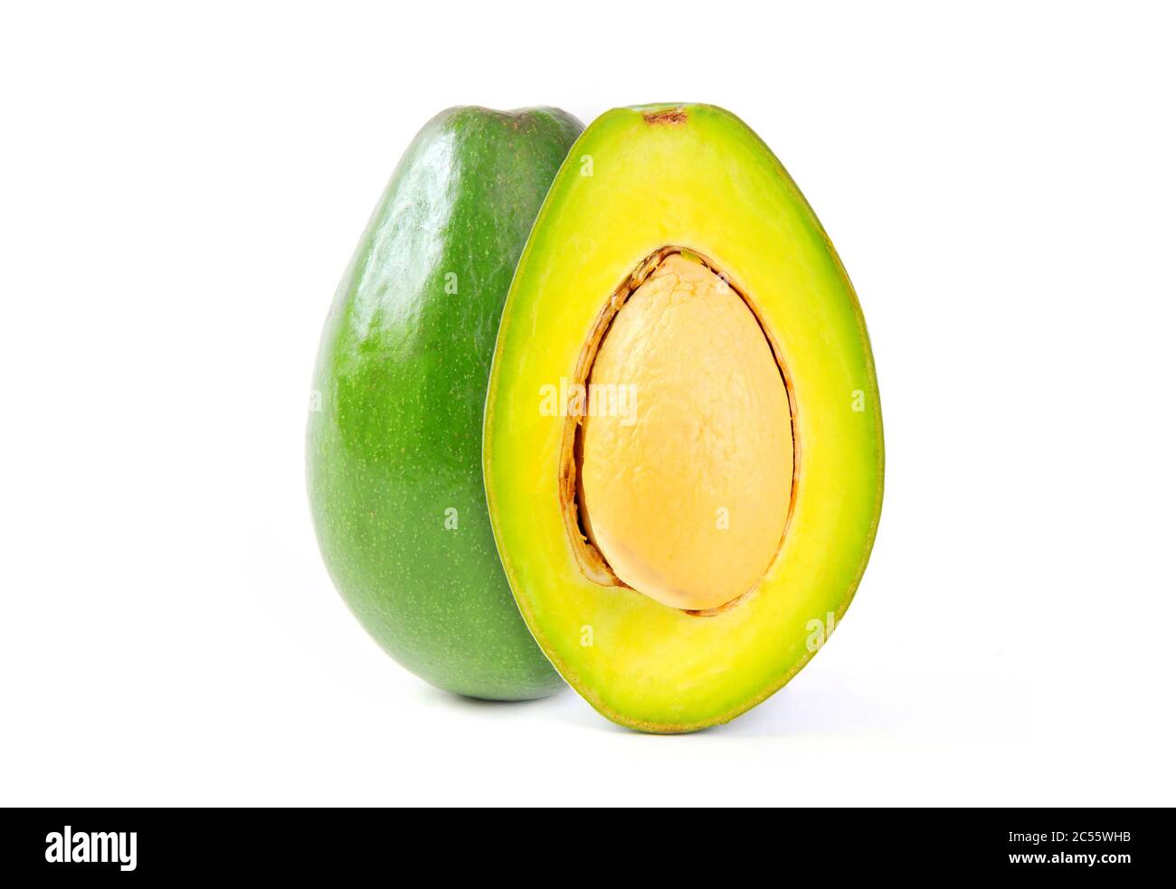 Single and half sliced avocado isolated on white background Stock Photo ...