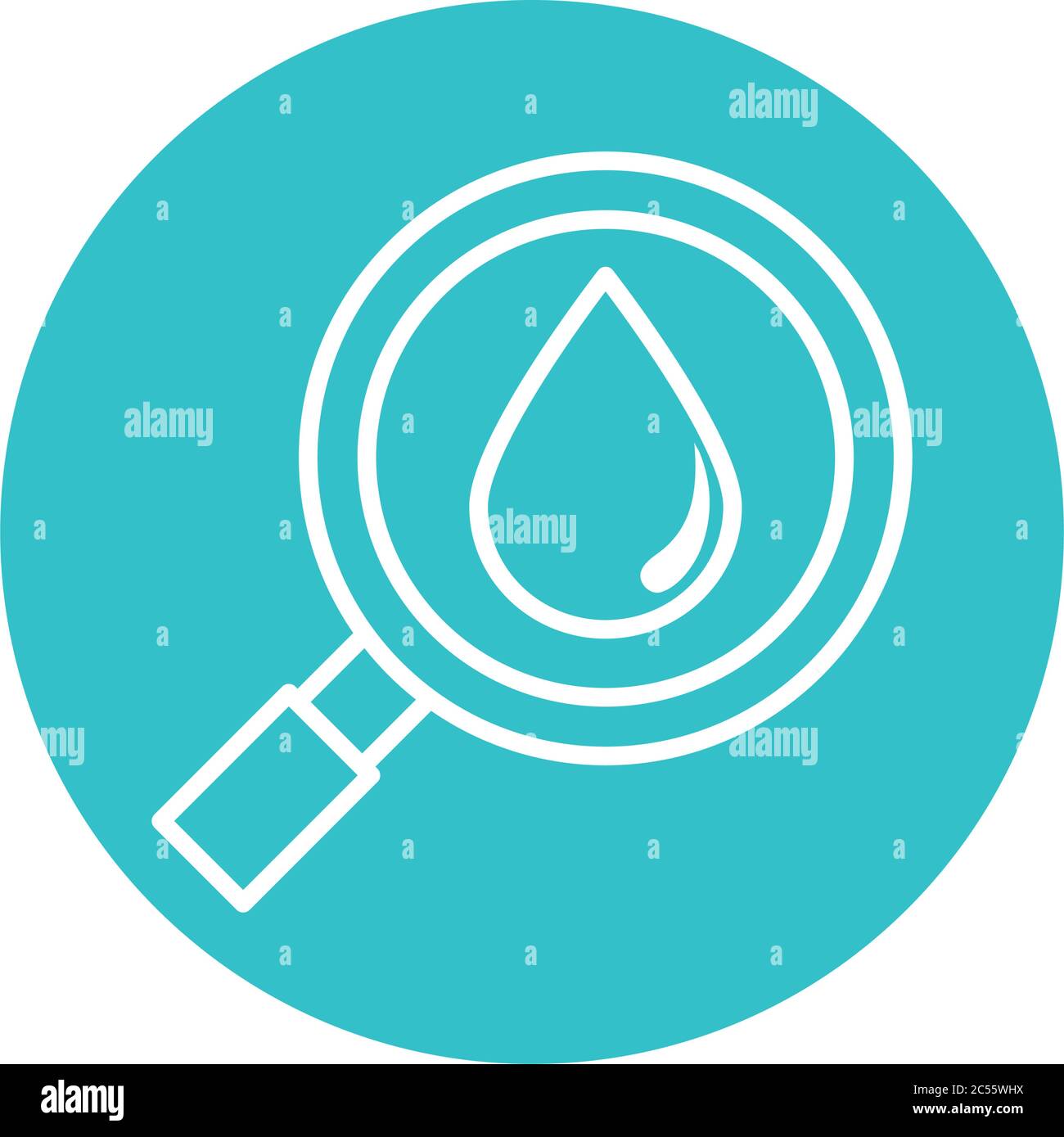 water drop under magnifier nature liquid blue block style icon vector ...
