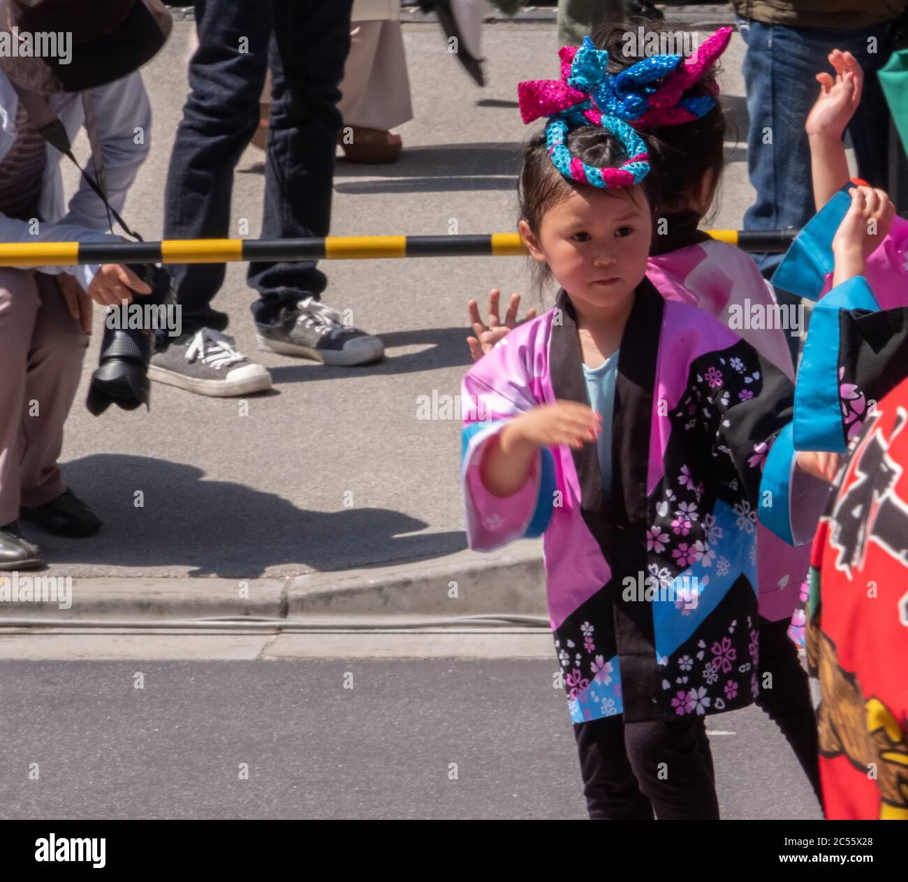 Young children participating in the Shibuya Kagoshima Ohara Matsuri ...