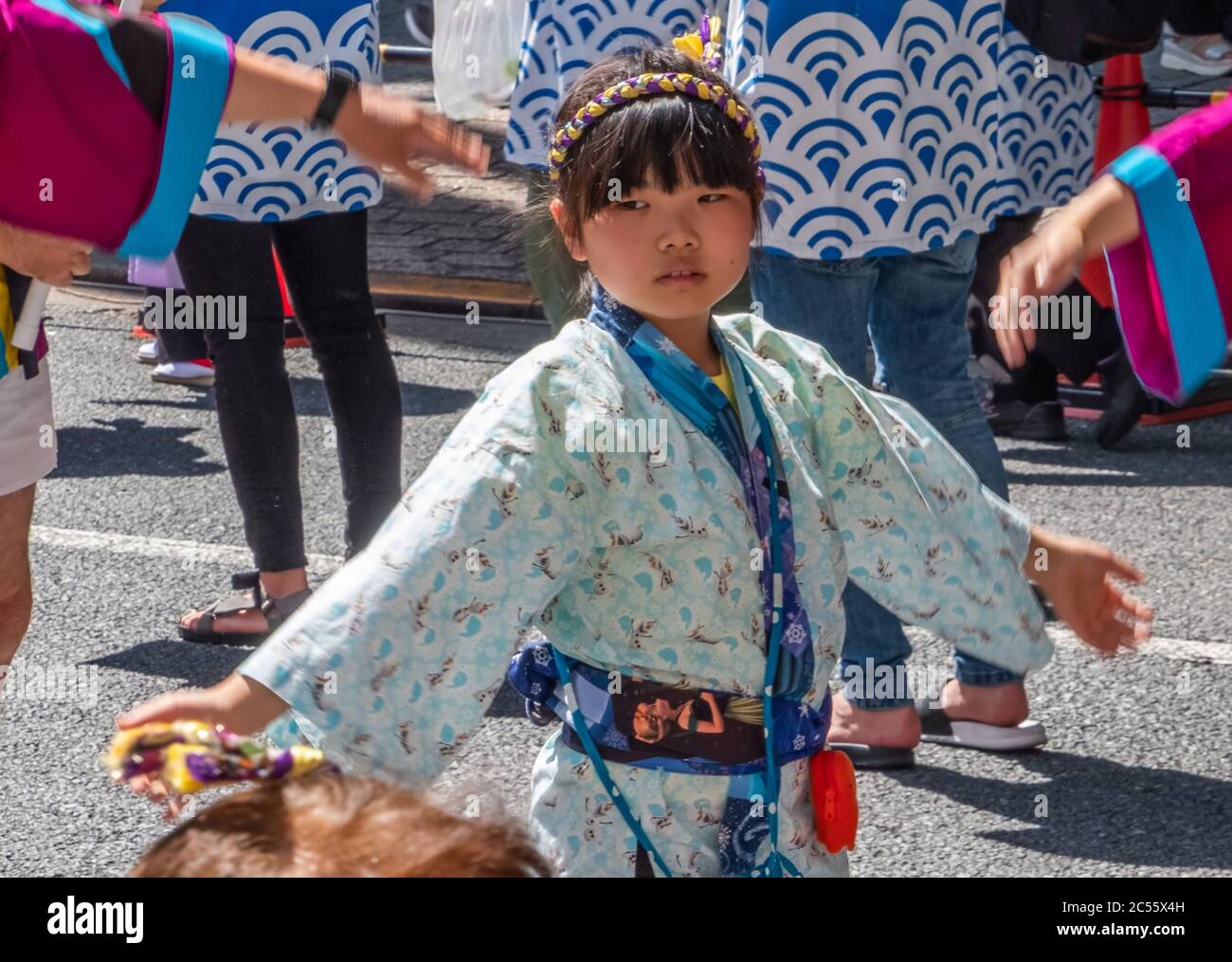 Young children participating in the Shibuya Kagoshima Ohara Matsuri ...