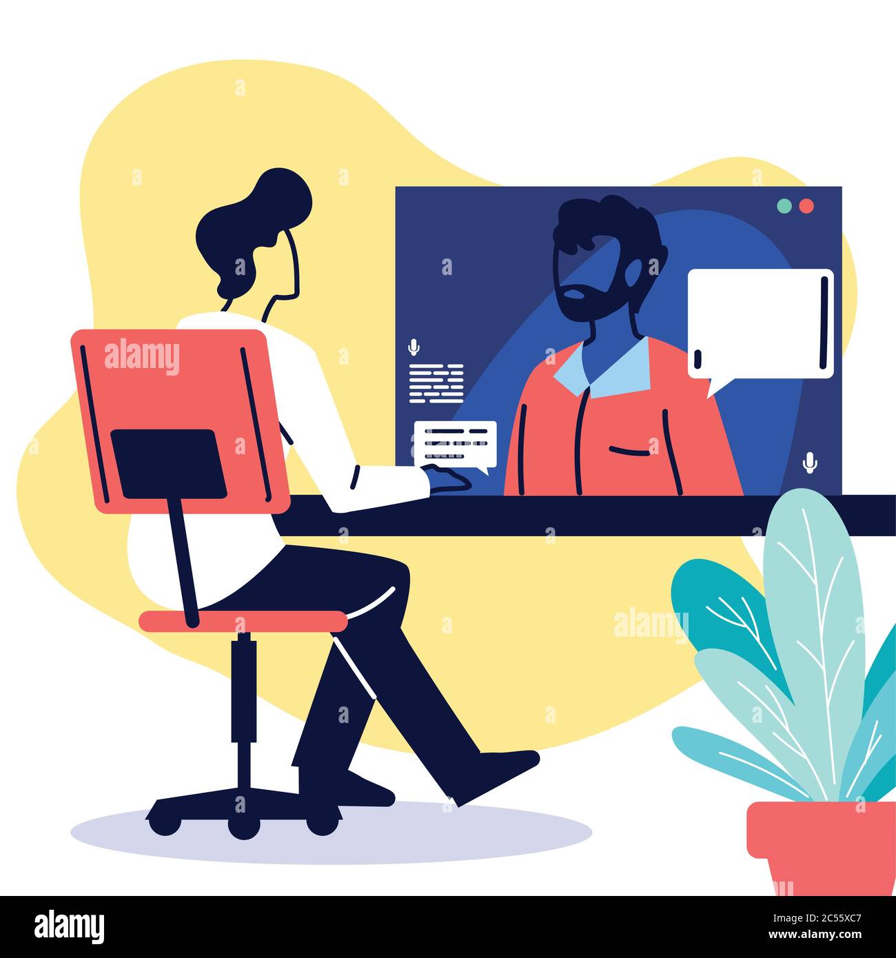 men communicating by video call vector illustration desing Stock Vector ...