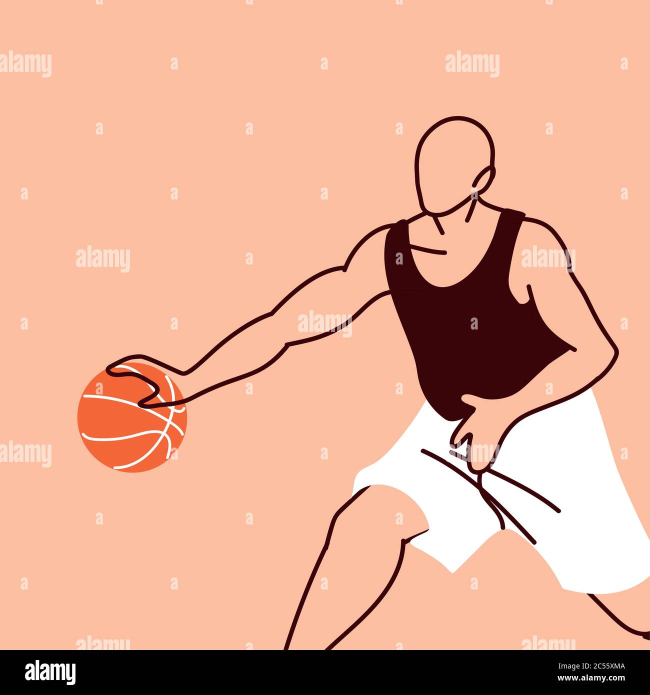 Player man with ball design, Basketball sport hobby competition game ...