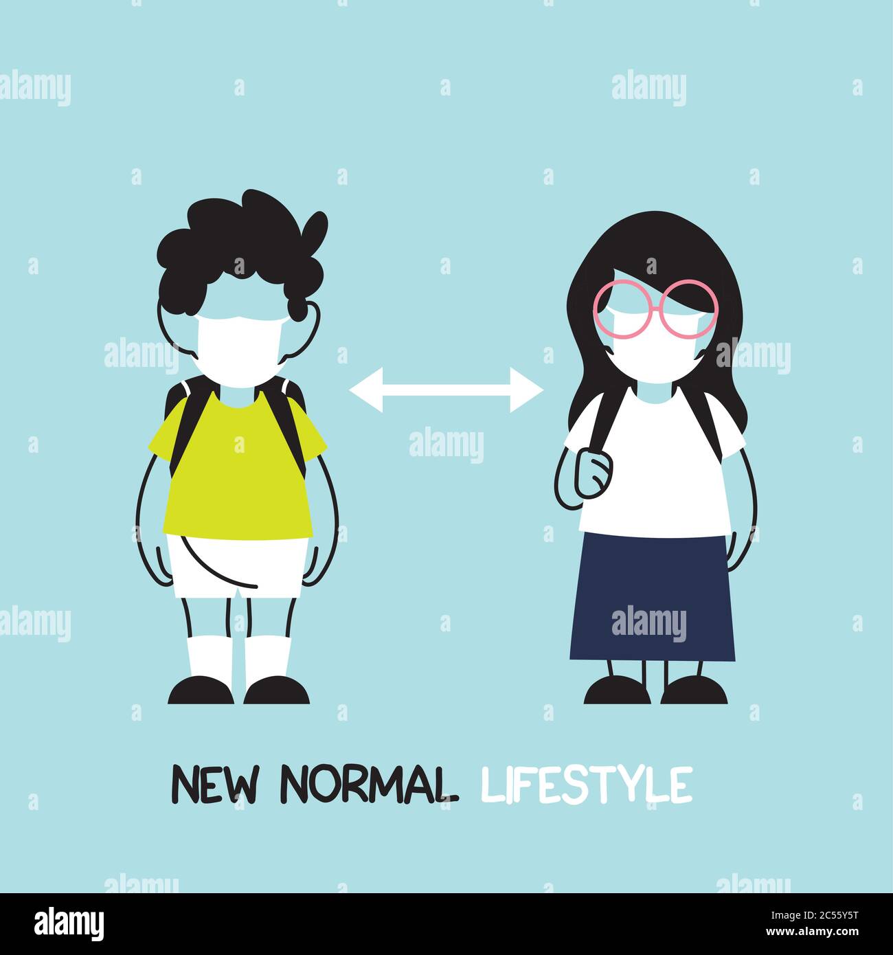 back to school for new normal lifestyle concept, kids wearing face mask ...