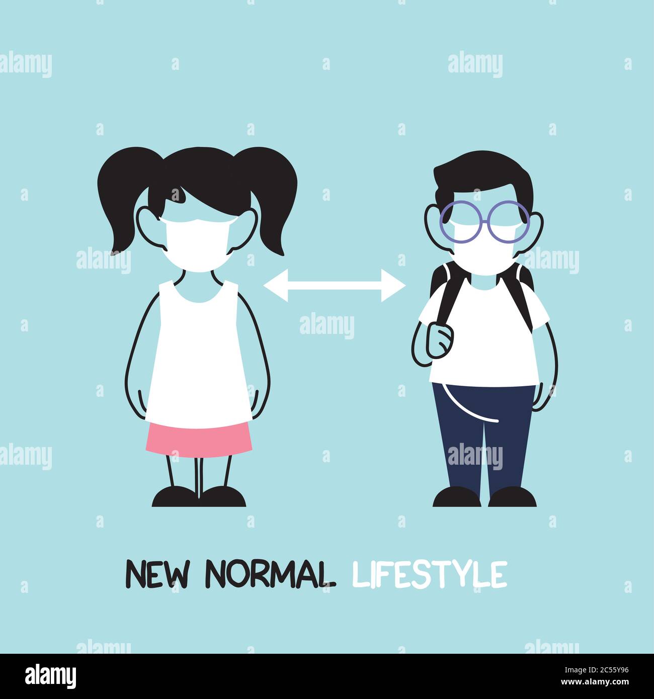 back to school for new normal lifestyle concept, kids wearing face mask ...