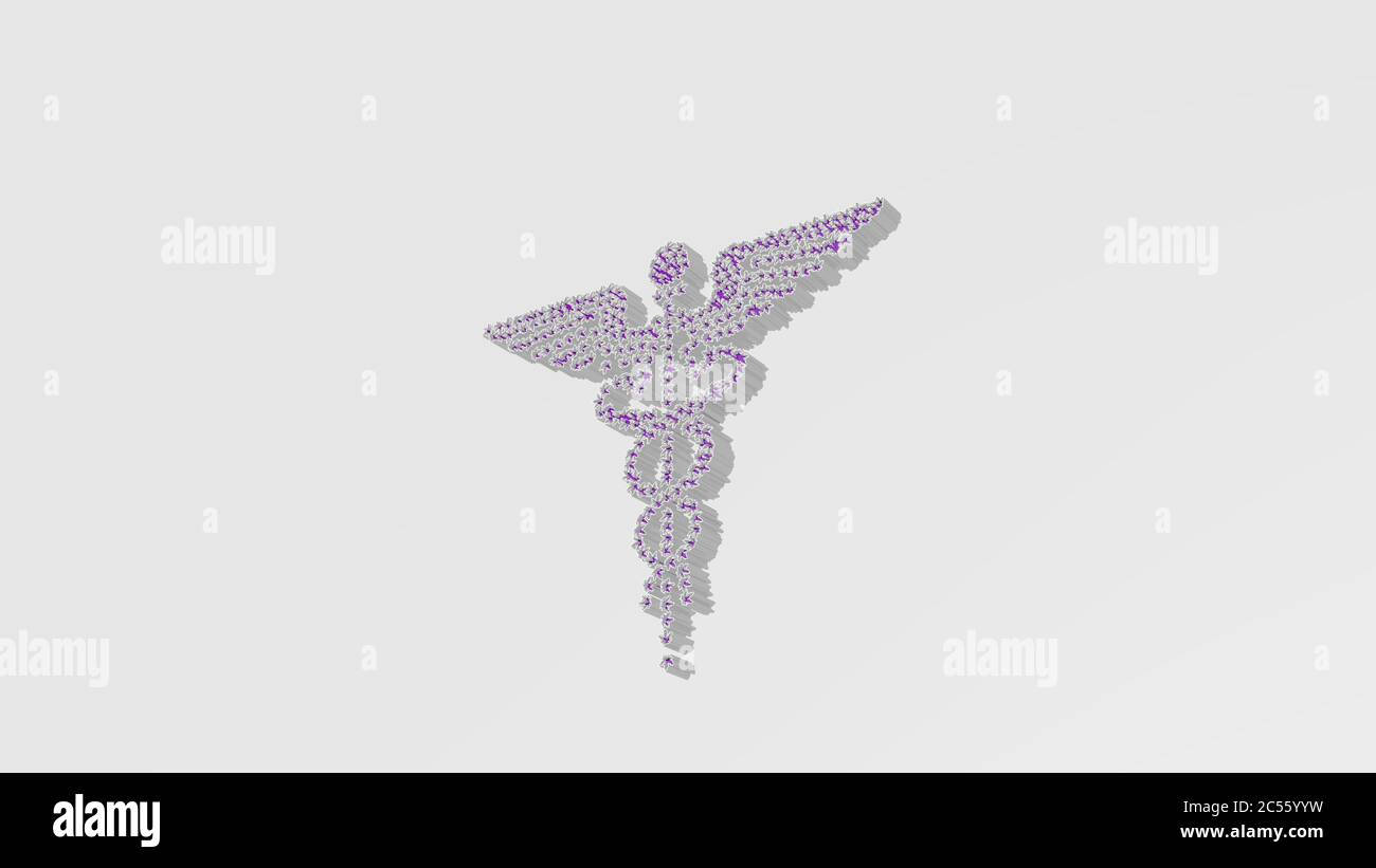 medical snakes symbol made by 3D illustration of a shiny metallic ...