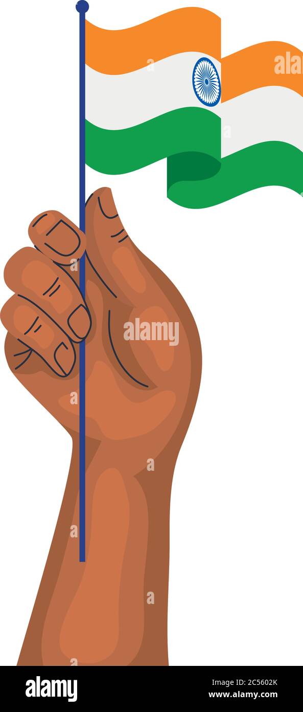 hand with india flag, the national flag of india on white background ...