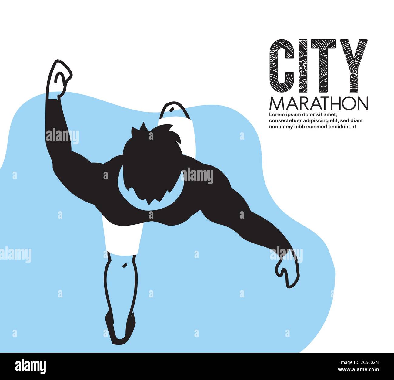 man avatar running and 10k city marathon top view design, athlete ...