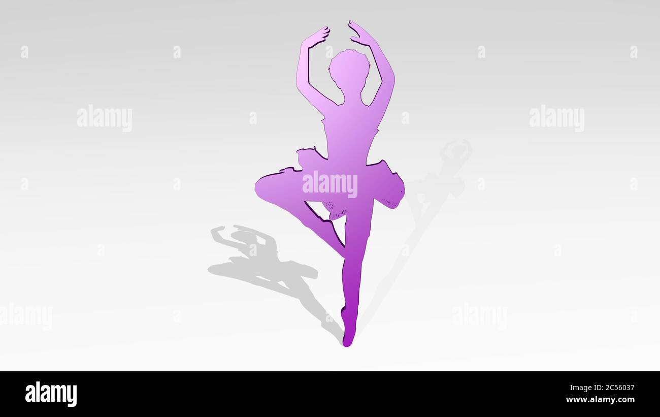 dancer from a perspective with the shadow. A thick sculpture made of ...