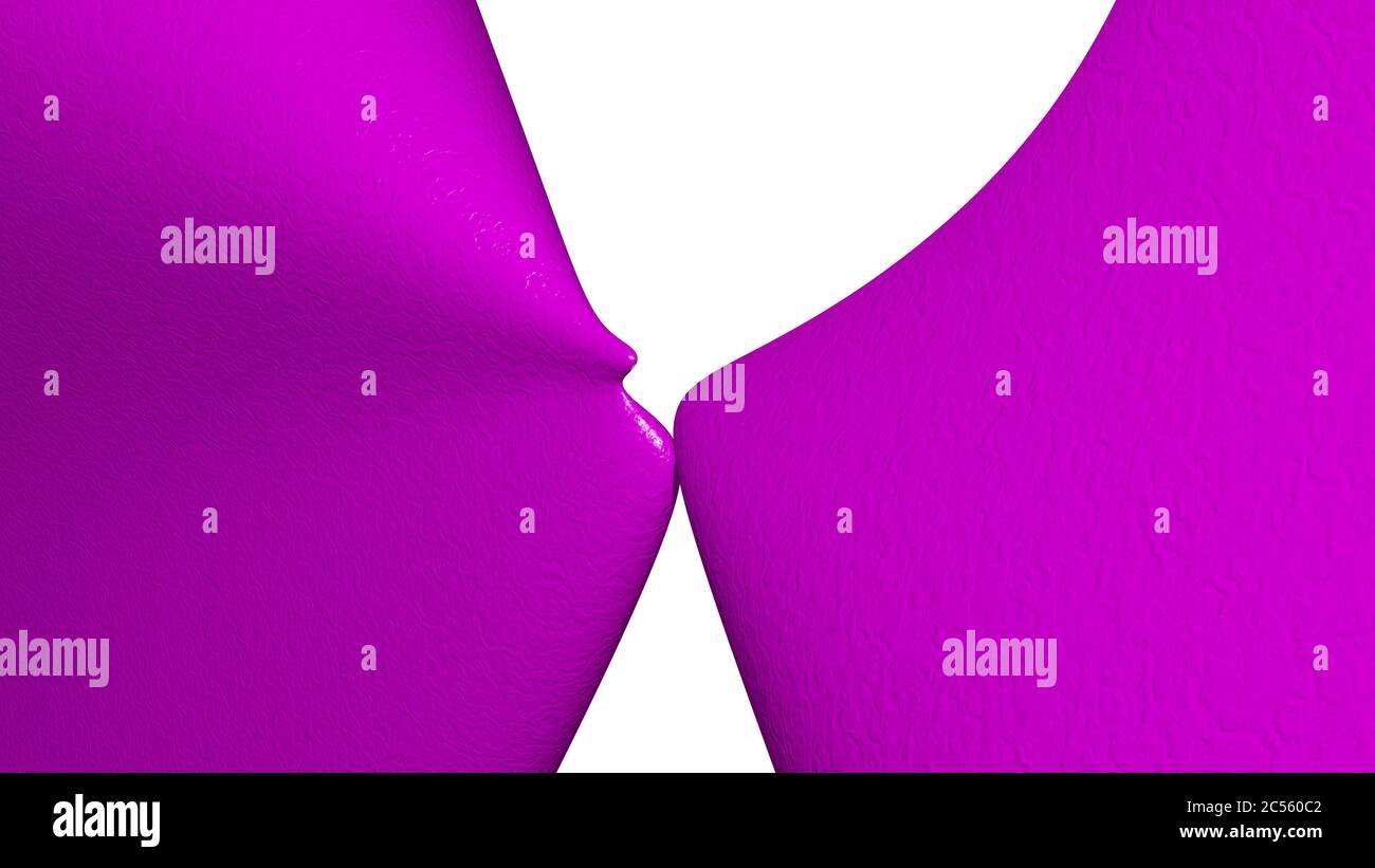 3D illustration of a geometrical shape of magenta color on a white ...