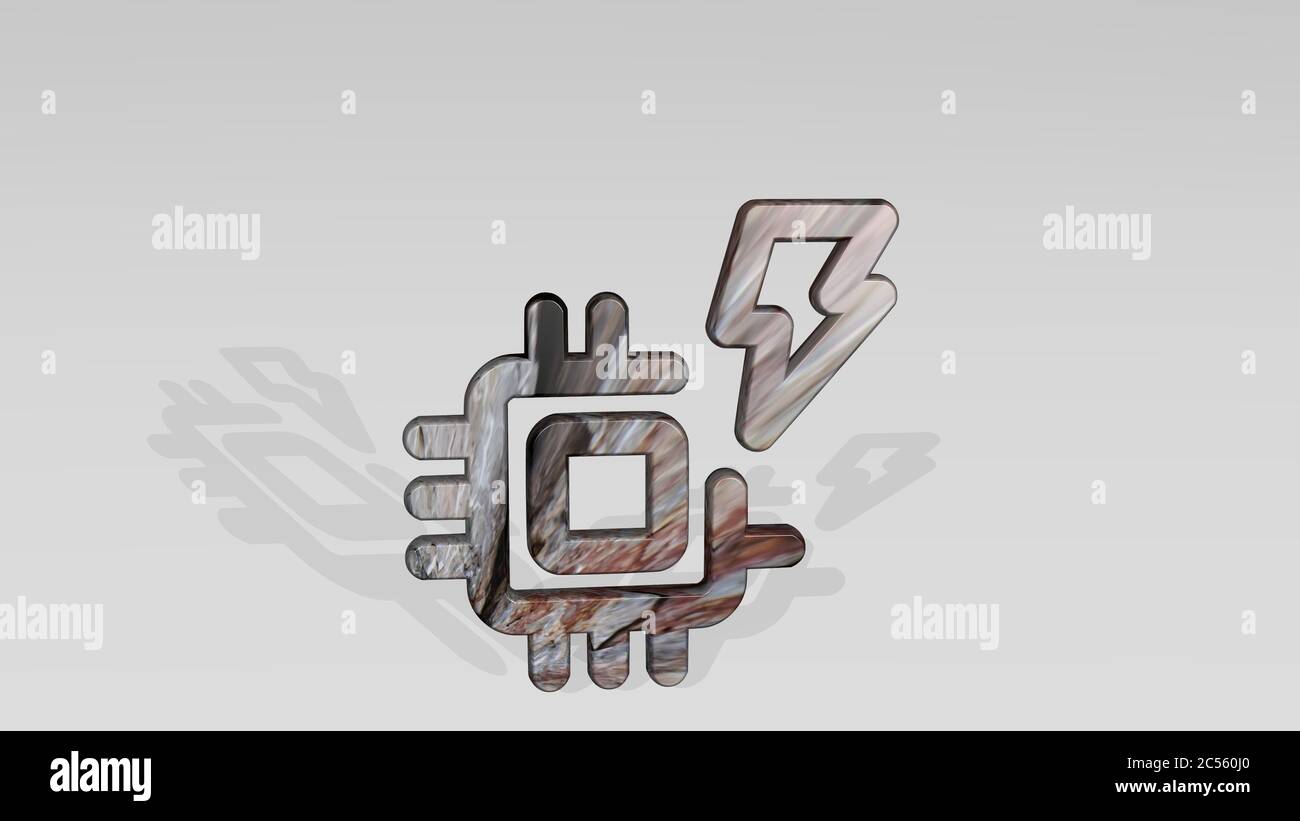 COMPUTER CHIP FLASH casting shadow with two lights. 3D illustration of ...