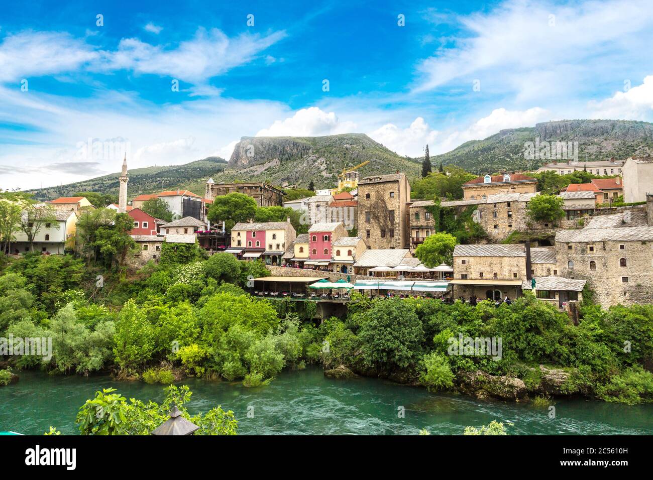Historical center in Mostar in a beautiful summer day, Bosnia and ...