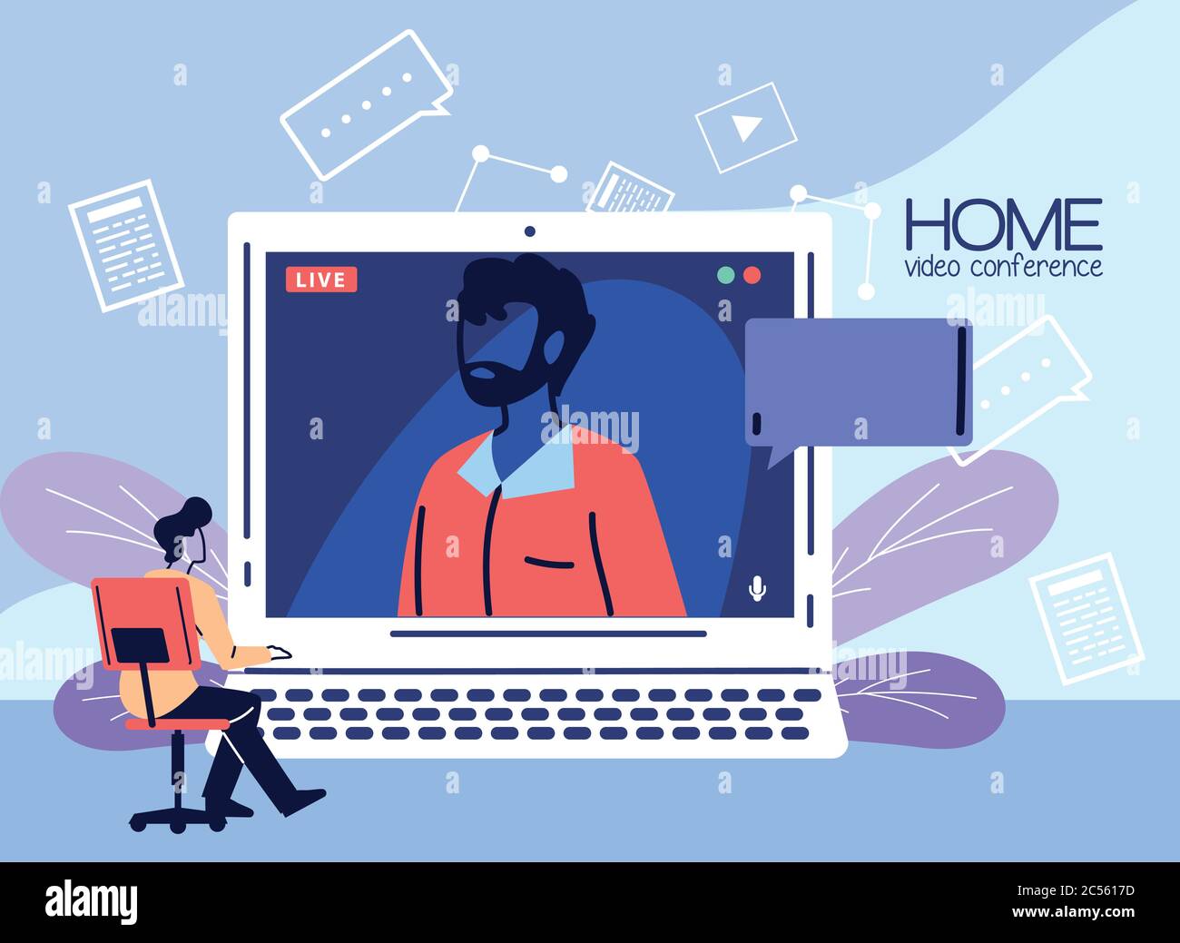 men communicating by video call vector illustration desing Stock Vector ...