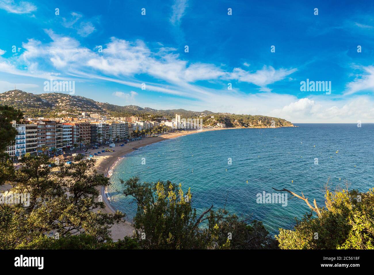 Beaches in Lloret de Mar in a beautiful summer day, Costa Brava ...