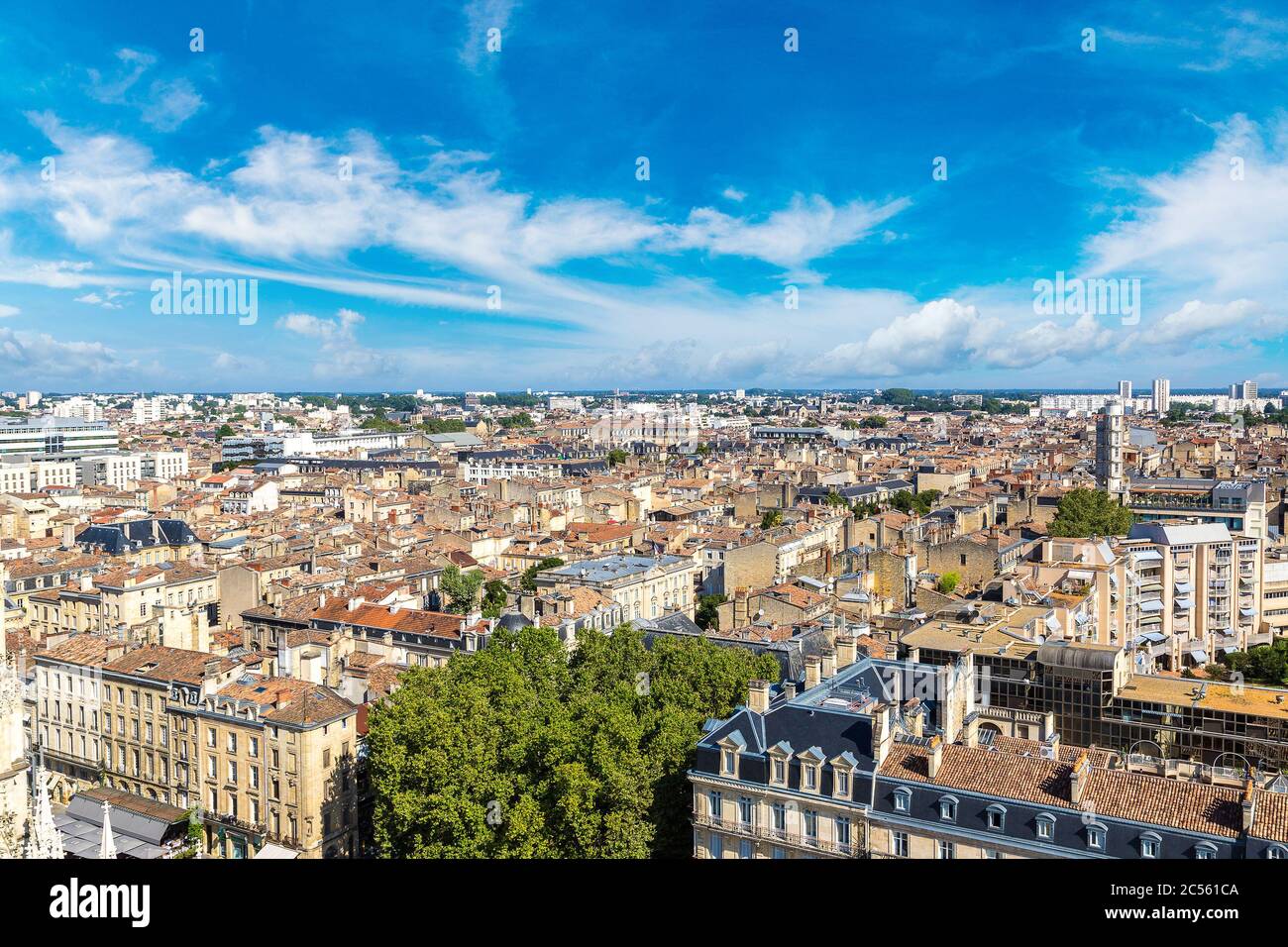 Panoramic aerial view of Bordeaux in a beautiful summer day, France ...