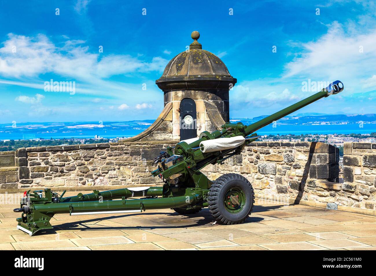 Edinburgh castle cannon in a beautiful summer day, Scotland, United ...