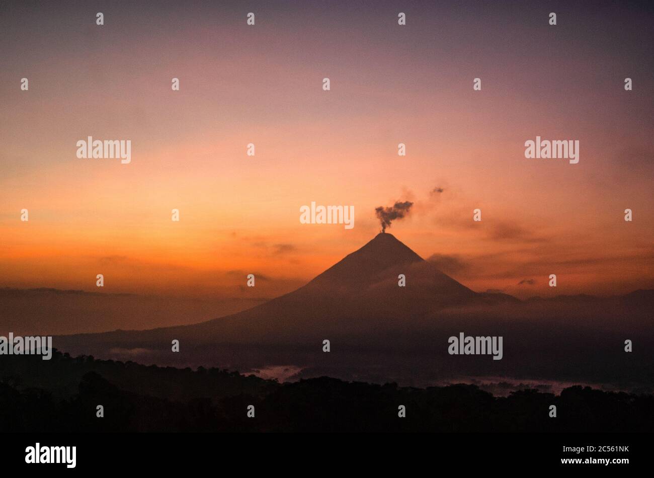 arenal volcano at sunrise, Costa Rica, Central America Stock Photo - Alamy