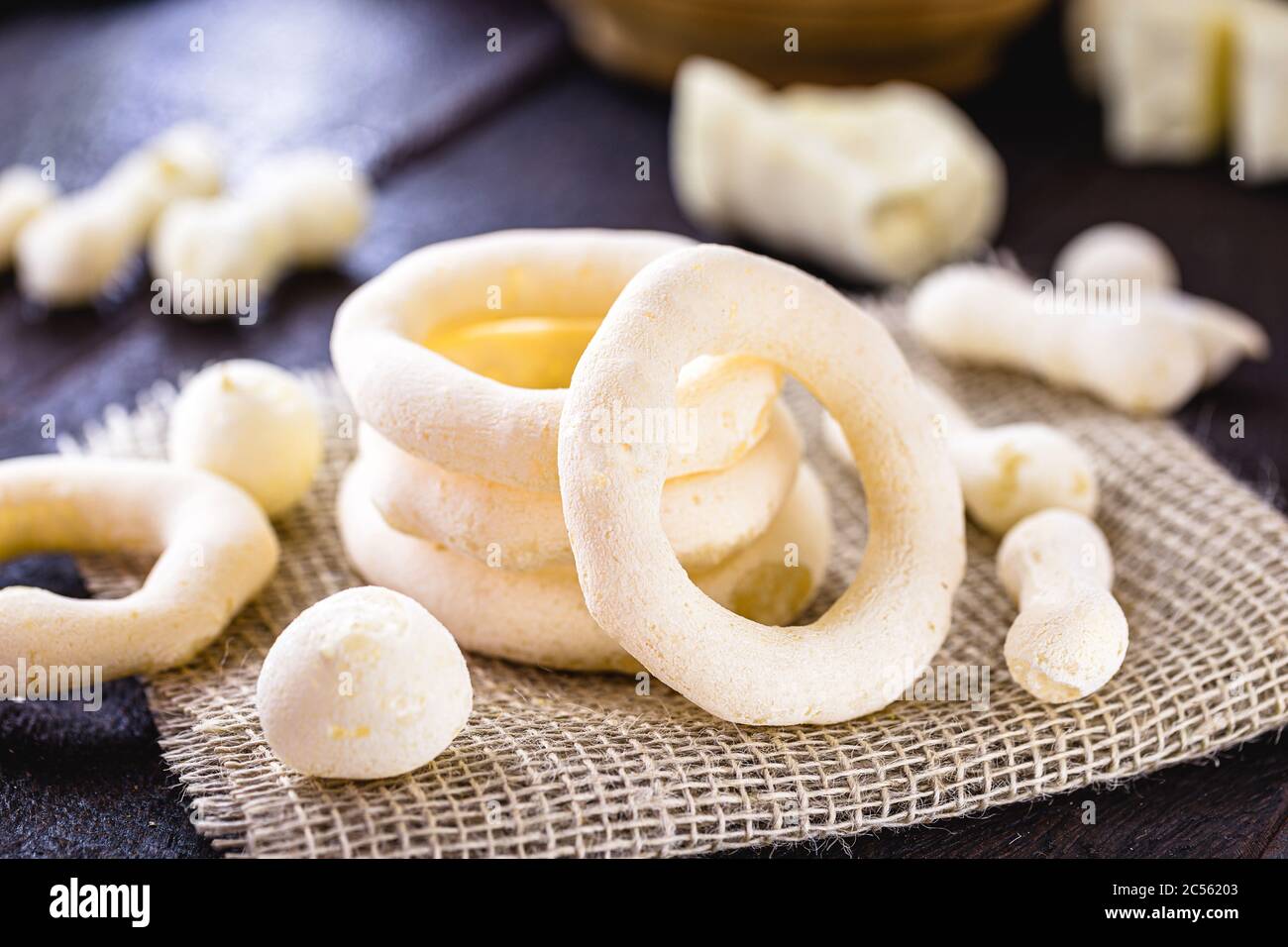Brazilian starch biscuit, dry and crispy cassava flour biscuit. Typical ...