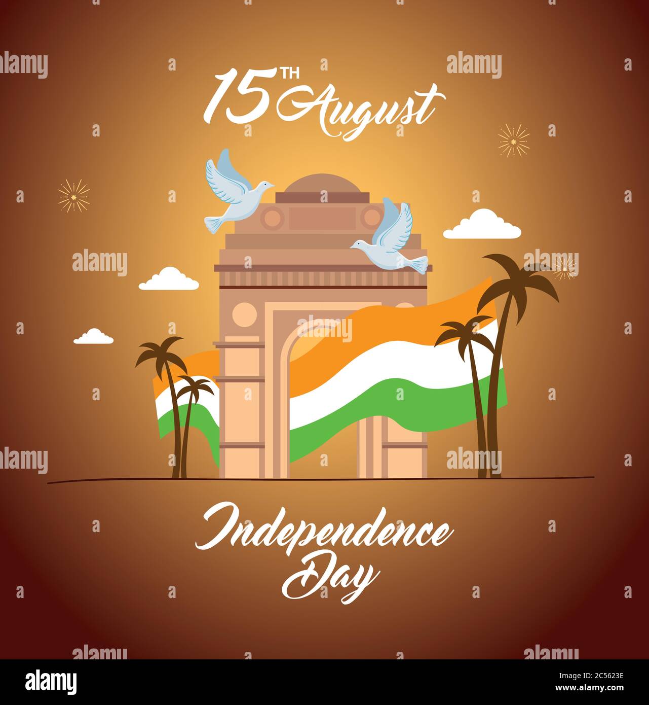 indian happy independence day, celebration 15 august, with gate ...