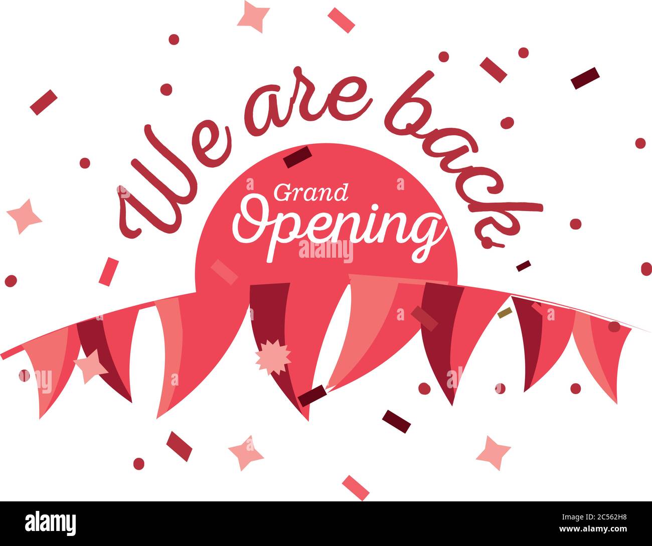 we are back grand opening detailed style icon design of Store shop ...