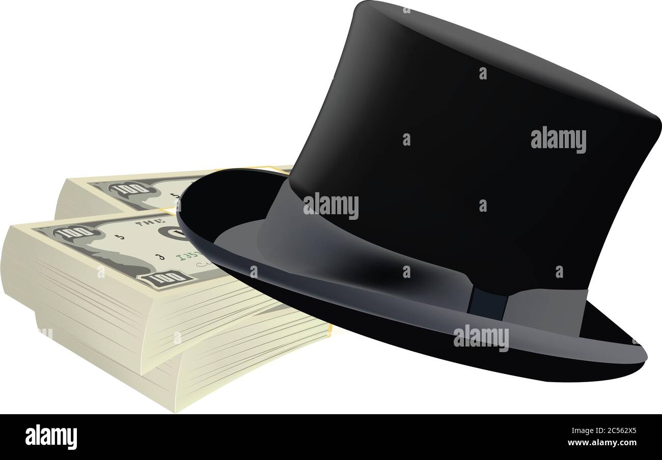 Banker hat and dollar bills isolated on a white background Stock Photo ...