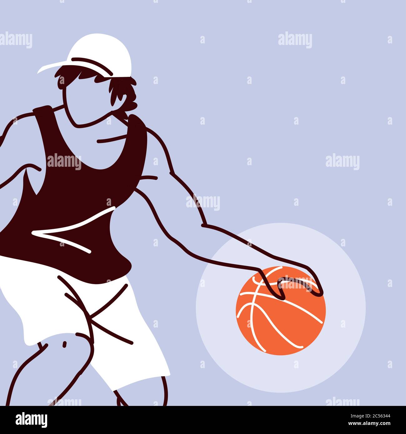 Player man with ball design, Basketball sport hobby competition game ...